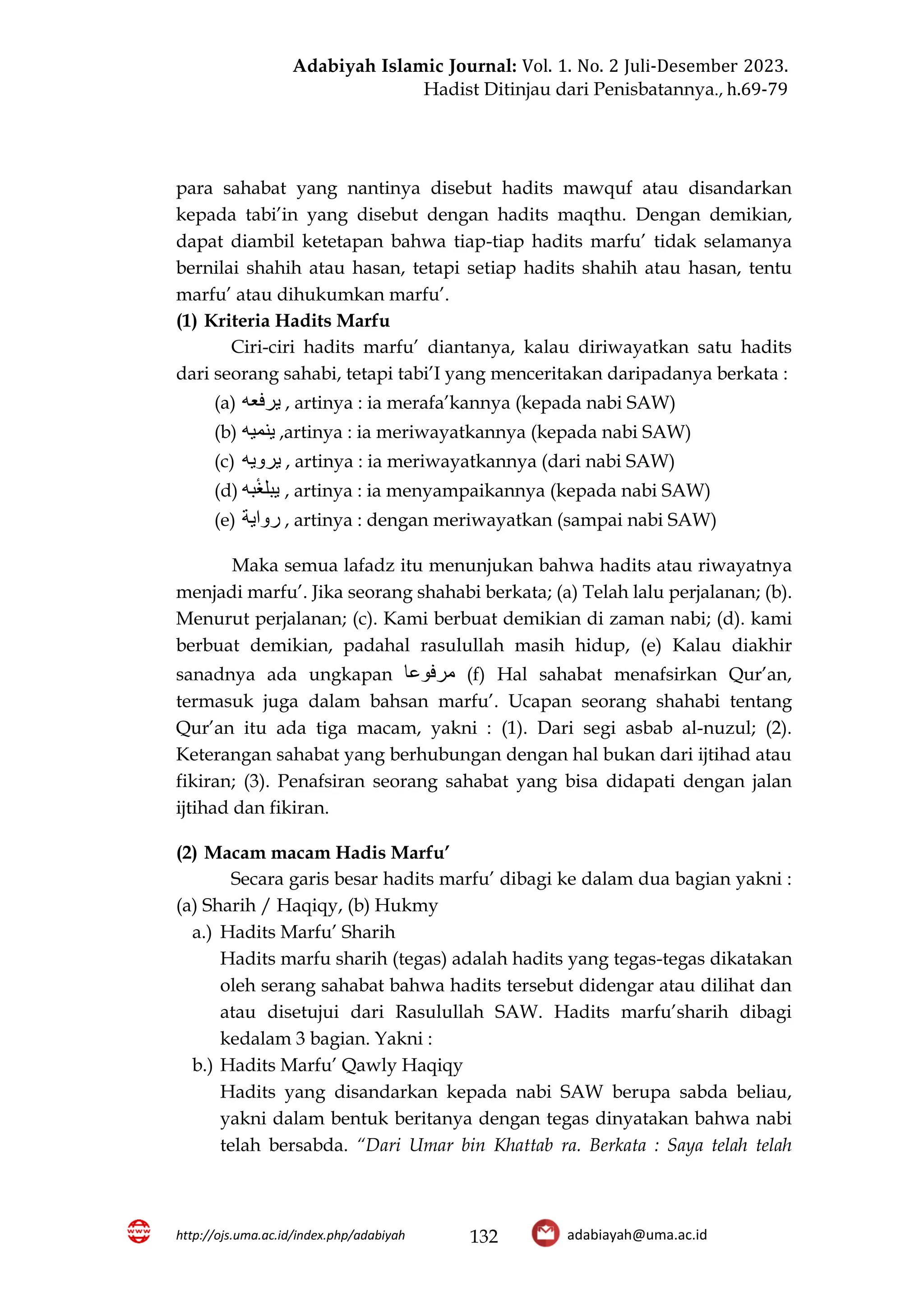 PEMBAGIAN hadits ditinjau dari segi penisbatan | PDF