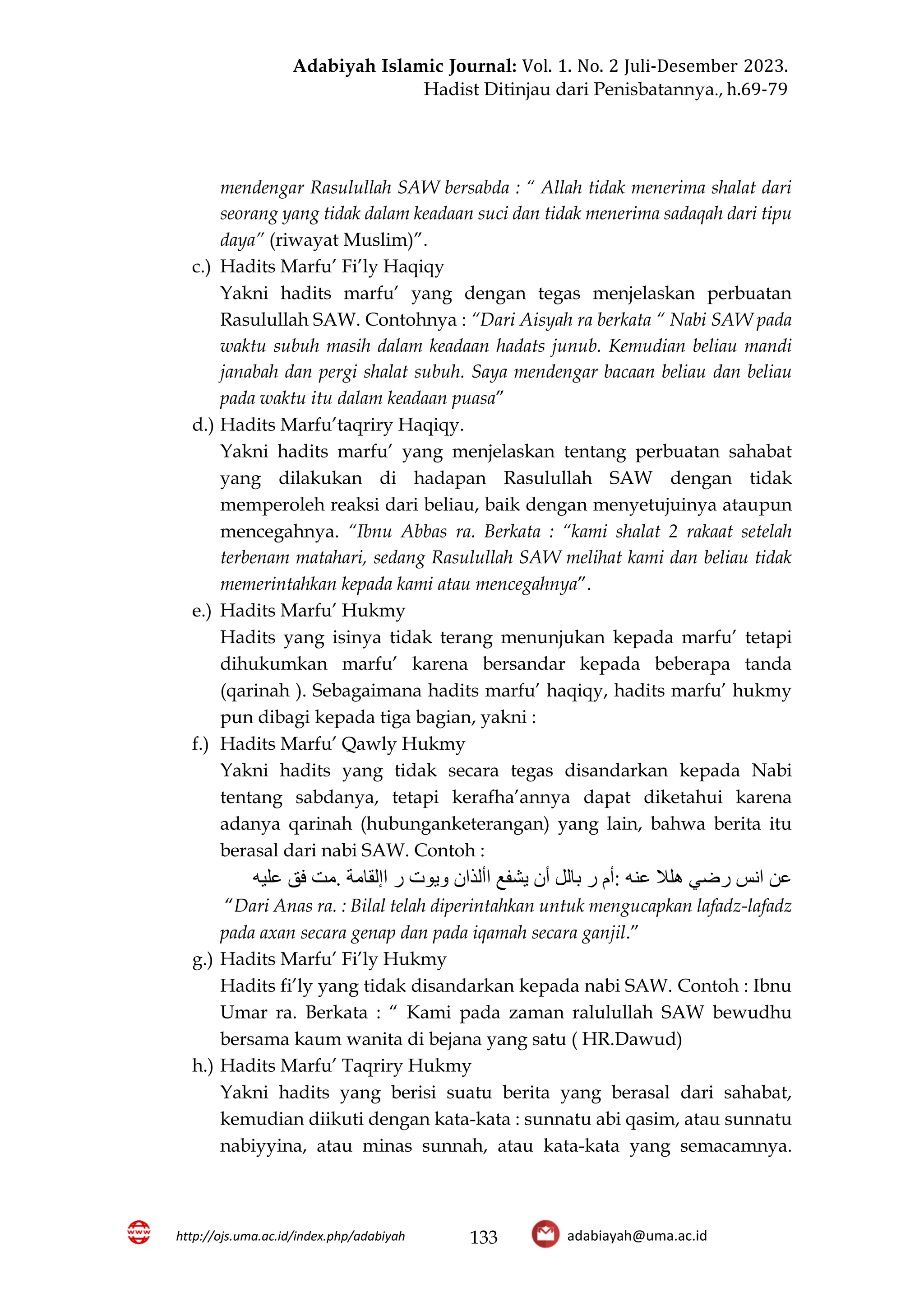 PEMBAGIAN hadits ditinjau dari segi penisbatan | PDF