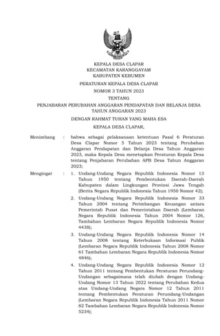 Perkades No 3 Tahun 2023 | PDF