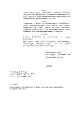 Perkades No 3 Tahun 2023 | PDF