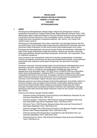 Penjelasan Uu No.13 Th.2003 (Ketenagakerjaan) | PDF