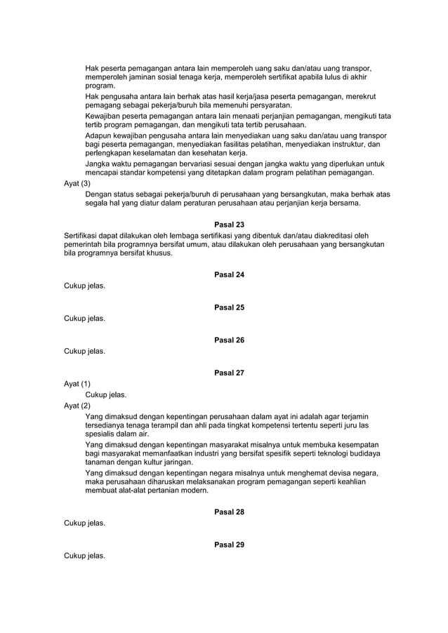 Penjelasan Uu No.13 Th.2003 (Ketenagakerjaan) | PDF