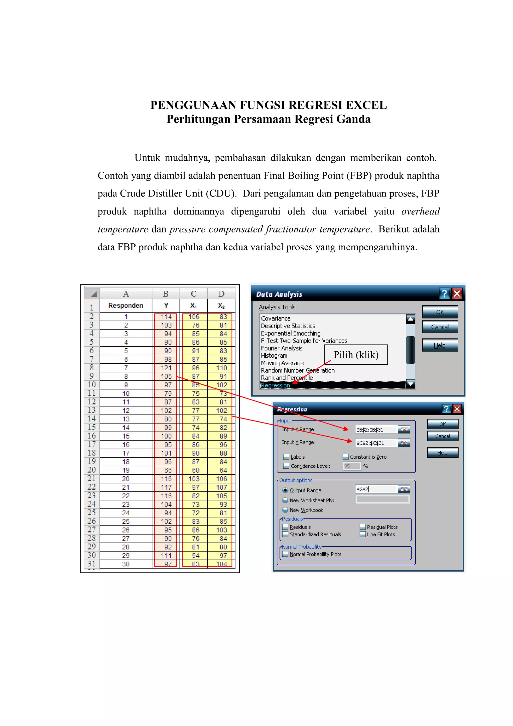 Penjelasan analisis regresi ms excel 2007 | DOCX