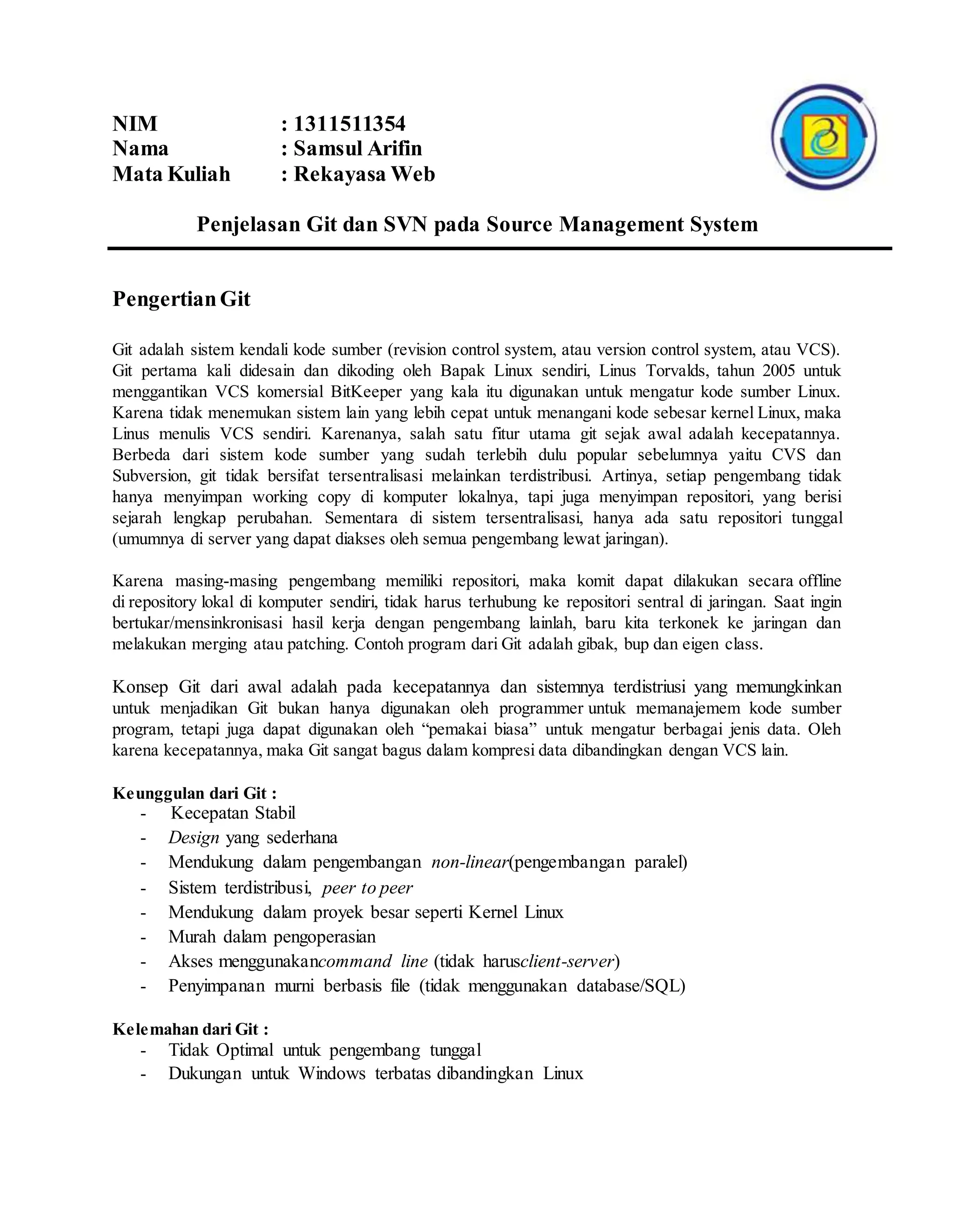 Penjelasan Git dan SVN | PDF