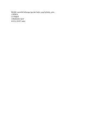 Penjelasan indexing database | PDF