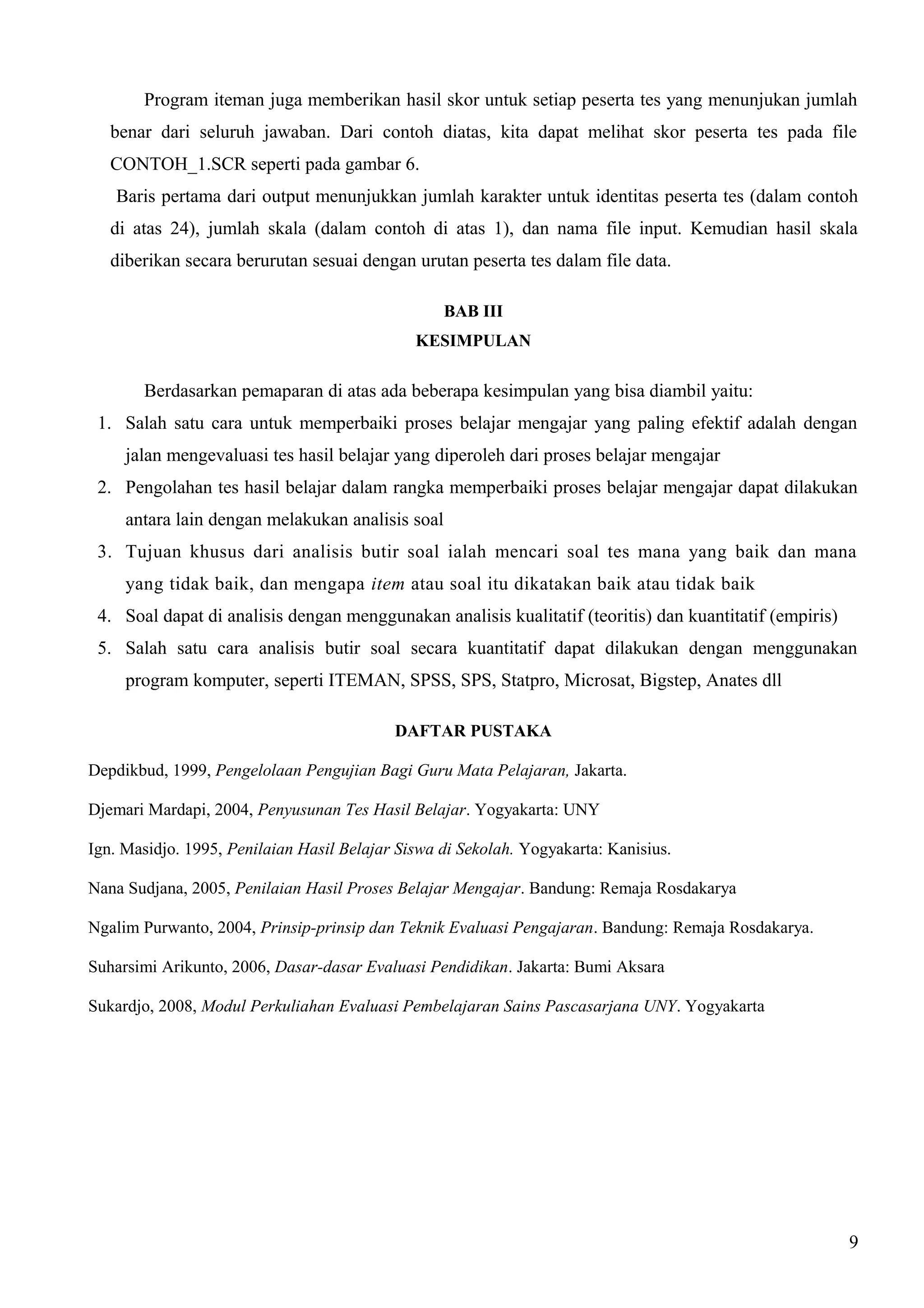 Penjelasan iteman | DOC