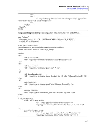 Penjelasan listing program | PDF