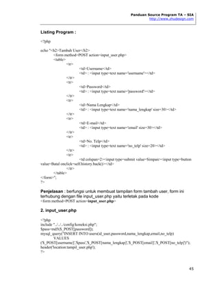 Penjelasan listing program | PDF