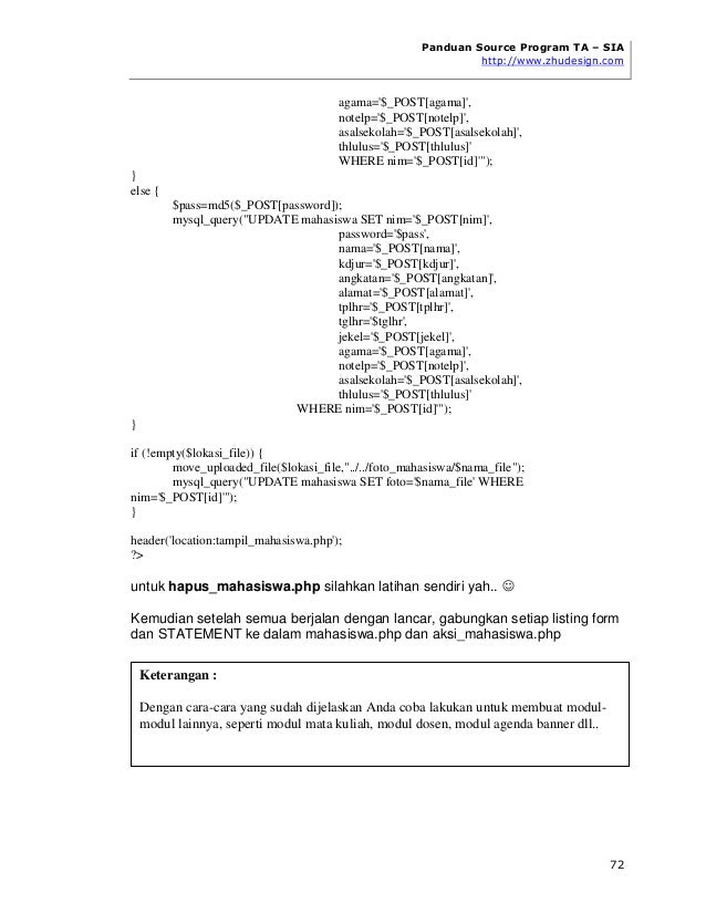 Penjelasan listing program