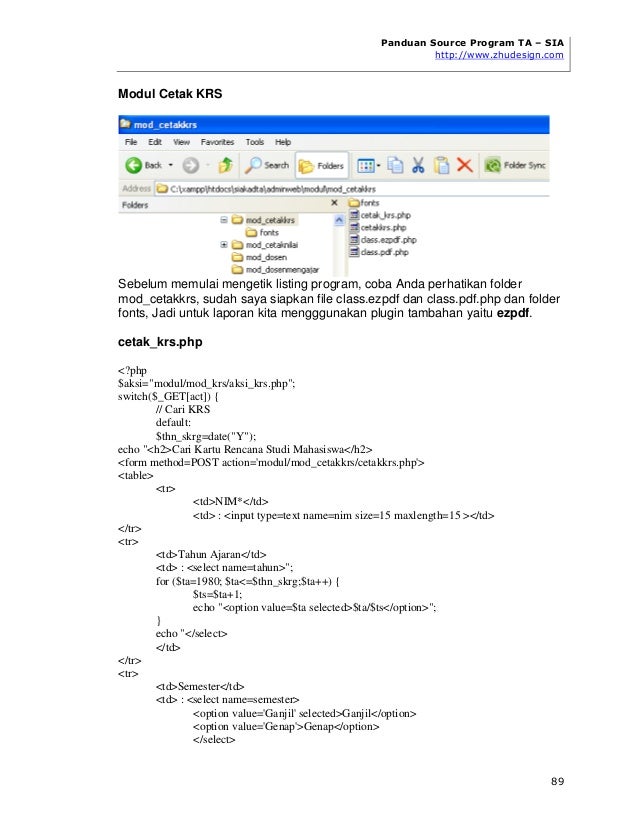 Penjelasan listing program