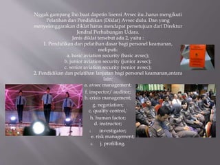 Penjelasan pengertian makna arti tugas avsec (aviation security) | PPTX