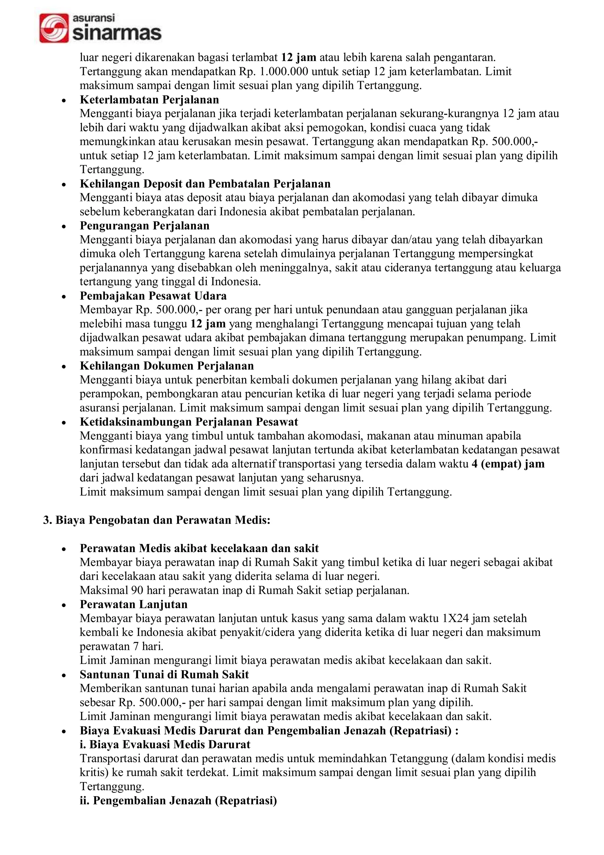 Asuransi Perjalanan Simas Travel | PDF