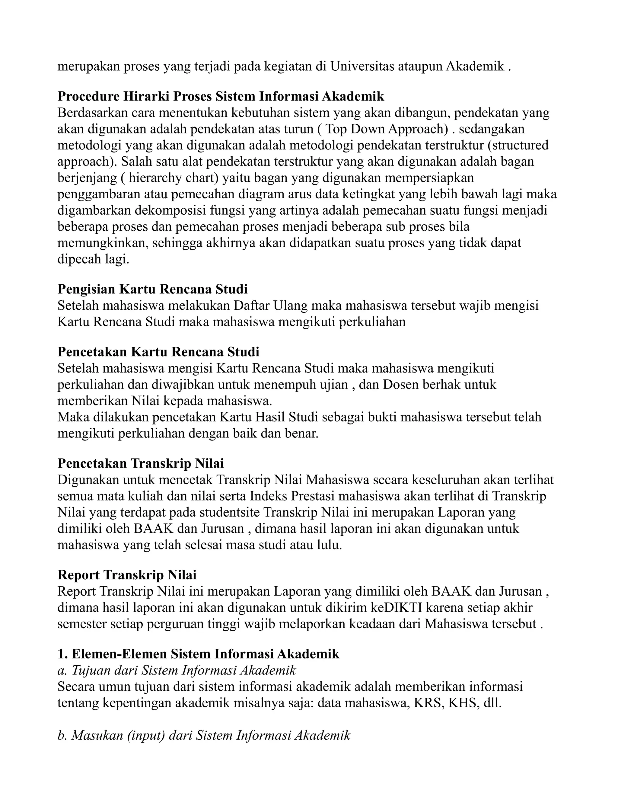 Penjelasan tentang sistem infromasi akademik | DOC