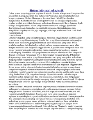 Penjelasan tentang sistem infromasi akademik | DOC
