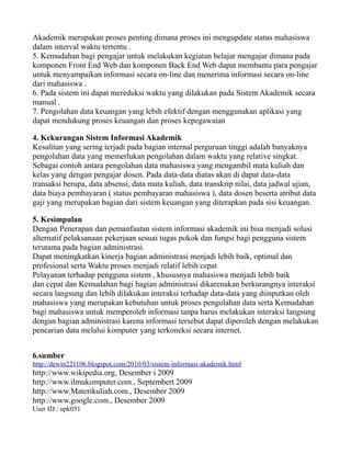 Penjelasan tentang sistem infromasi akademik | DOC