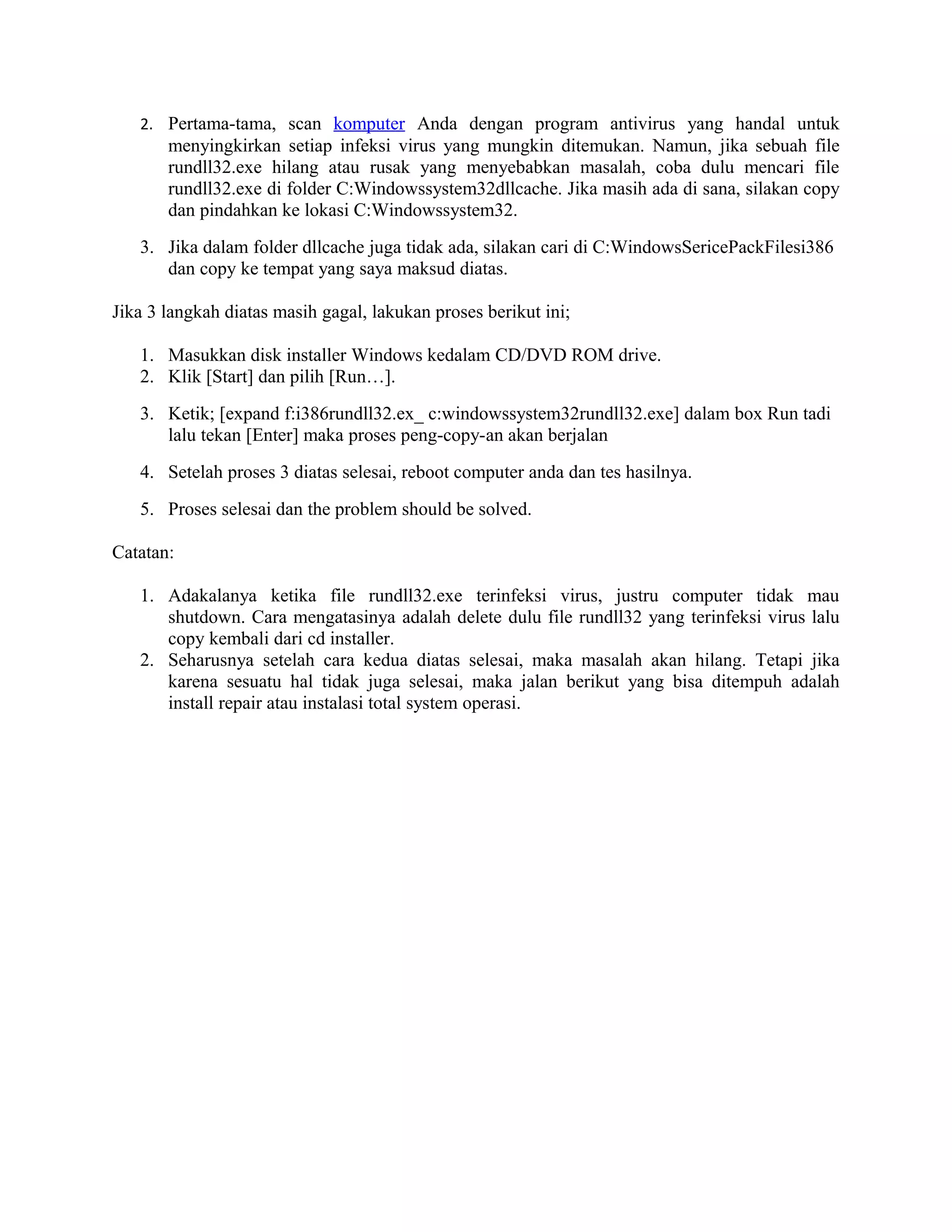 Penjelasan tentang rundll32 | PDF