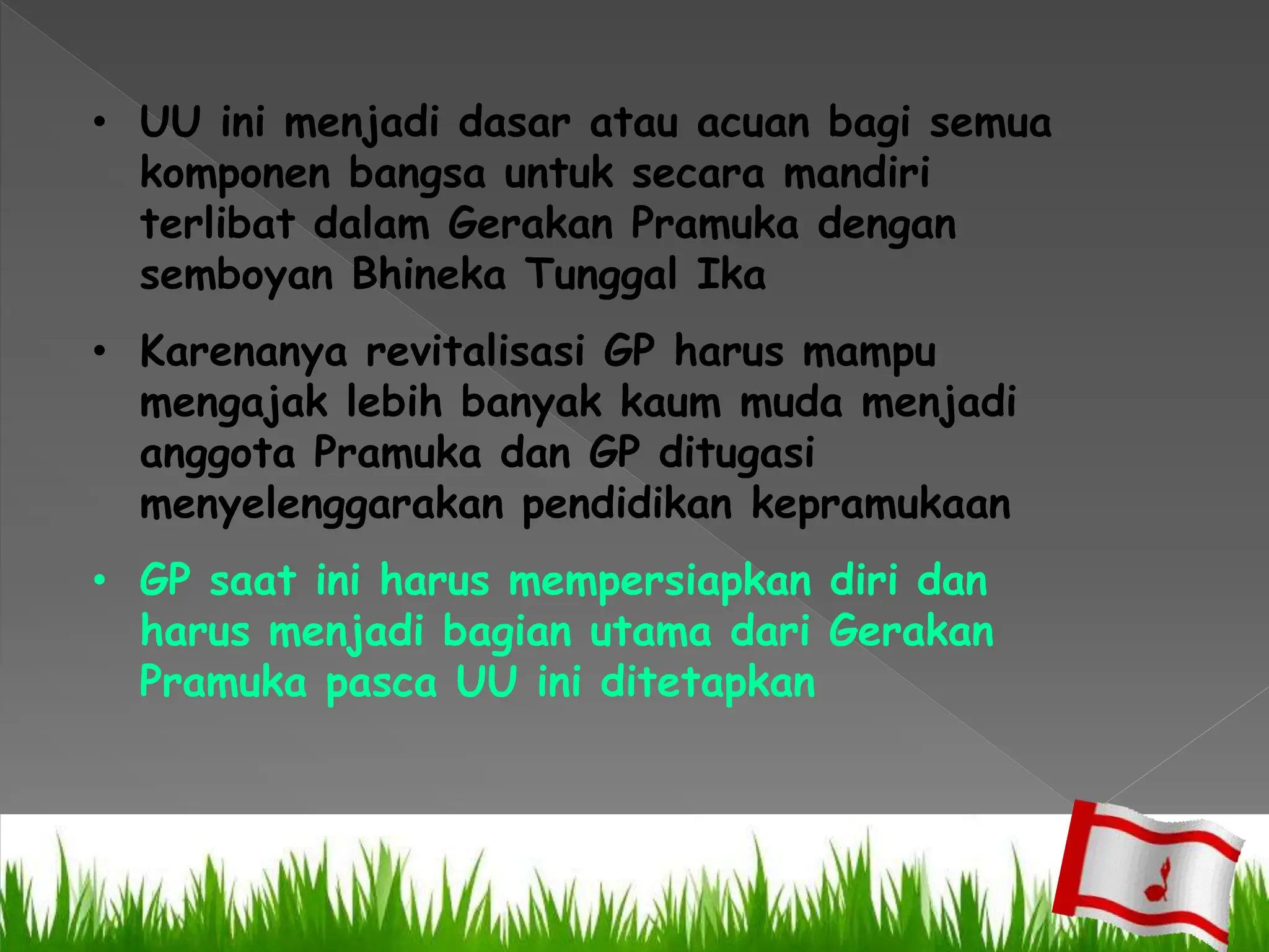 Penjelasan Undang undang gerakan pramuka | PPT