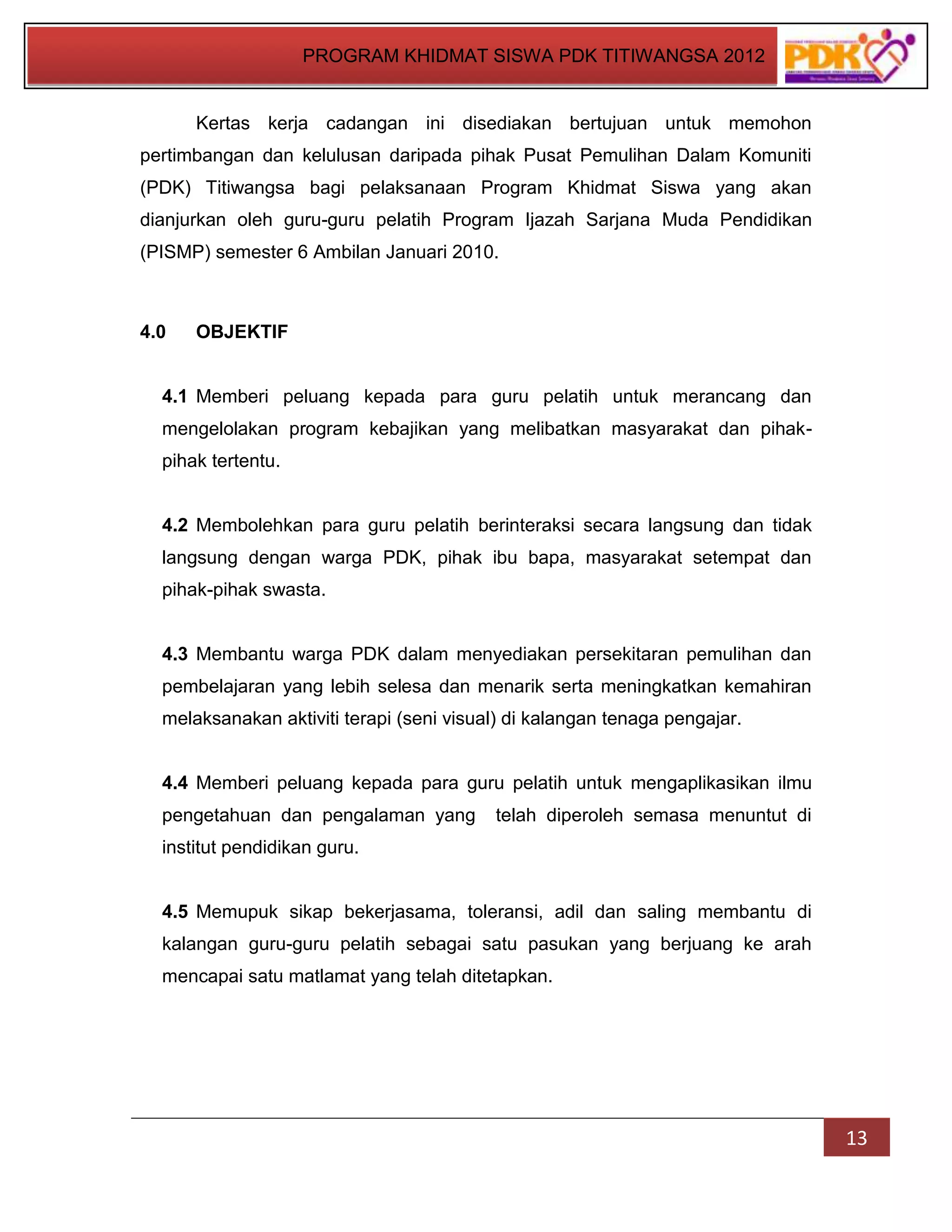 Penjilidan program khidmat siswa pdk titiwangsa | DOCX