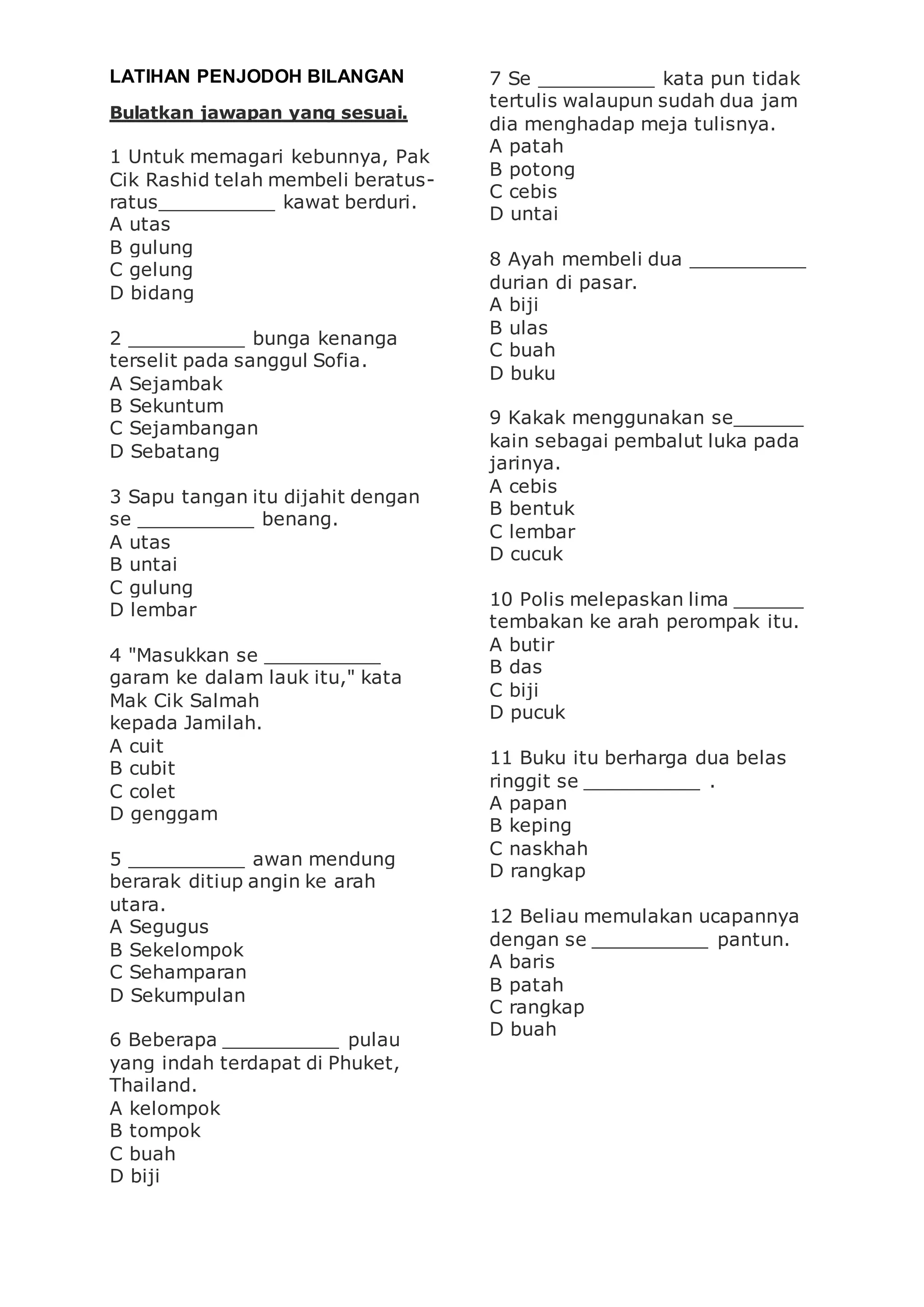 Penjodoh bilangan | DOCX