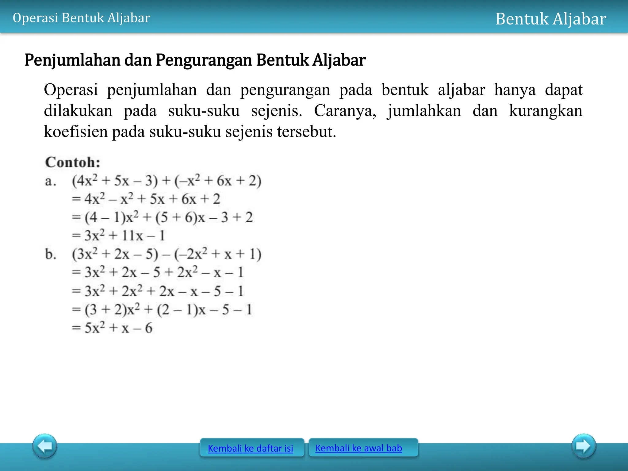 Penjumlahan dan Pengurangan Bentuk Aljabar.pptx