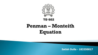 Penman monteith equation | PDF