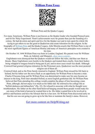 Penn Essay | PDF | Religion & Spirituality