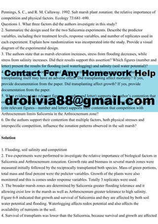 Pennings, S. C., and R. M. Callaway. 1992. Salt marsh plant zonation.pdf