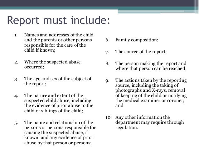 Child Abuse Reporting Guidelines: Ethical and Legal Issues