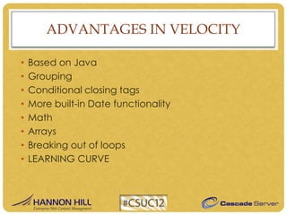 Velocity 101 in Cascade Server CMS, by Penny Harding | PPTX