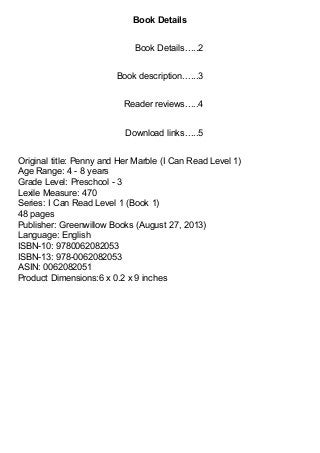 Penny and Her Marble I Can Read Level 1 by Kevin Henkes pdf