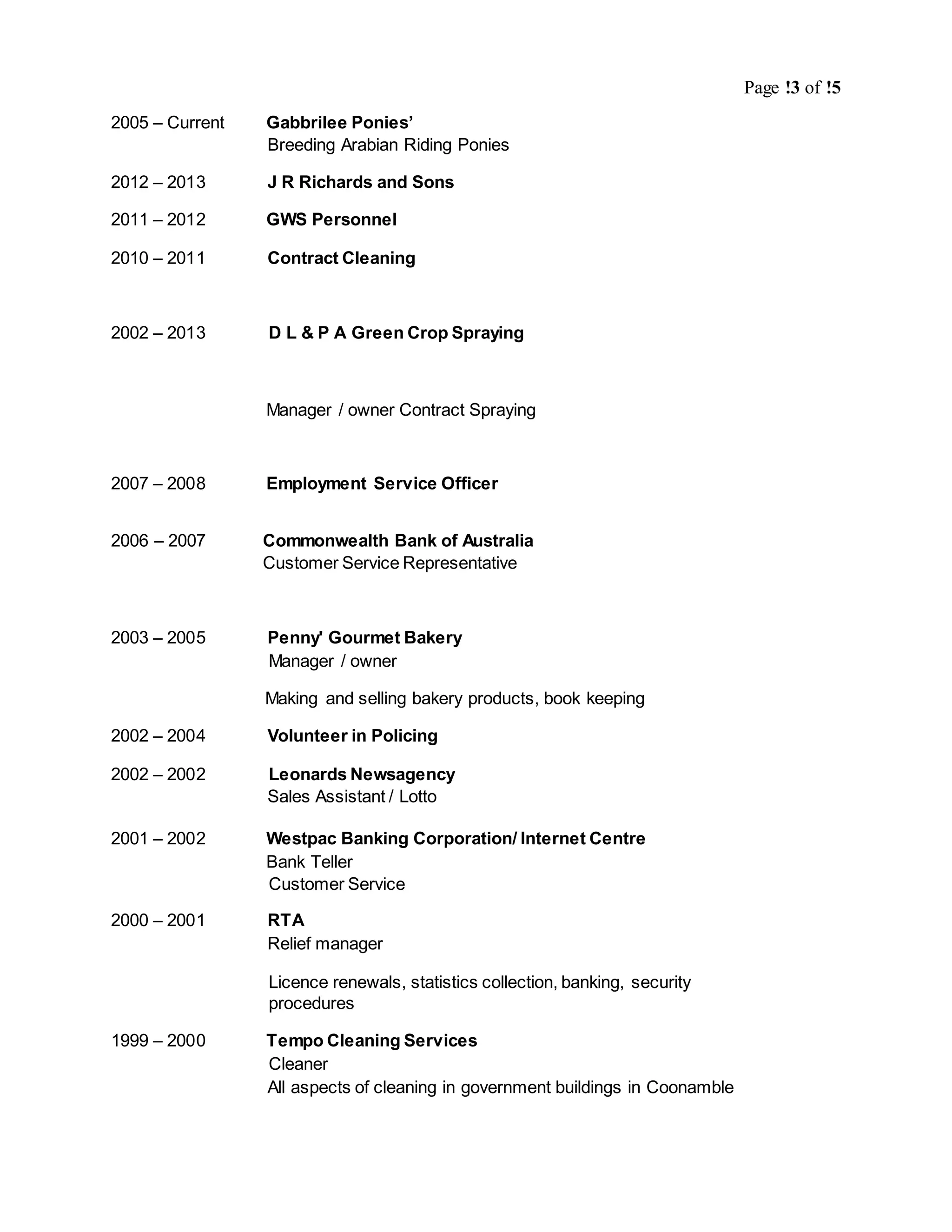 Penny green current resume | PDF