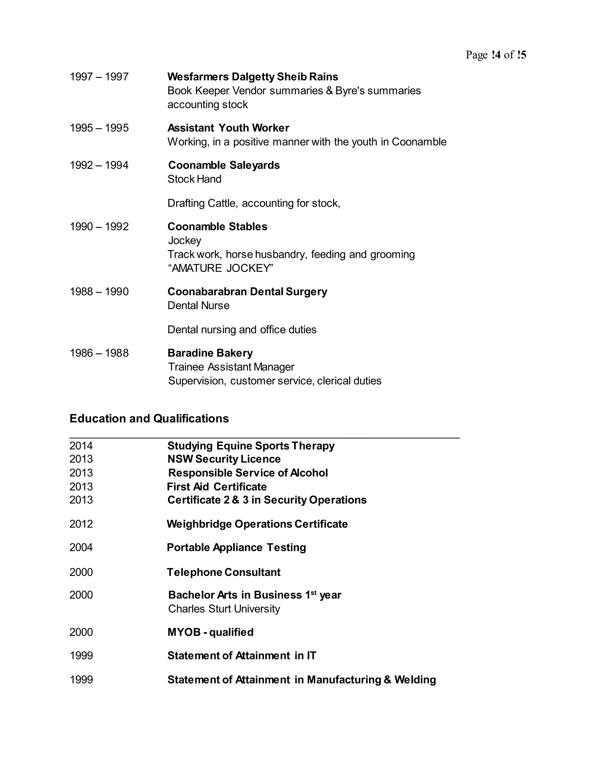 Penny green current resume | PDF