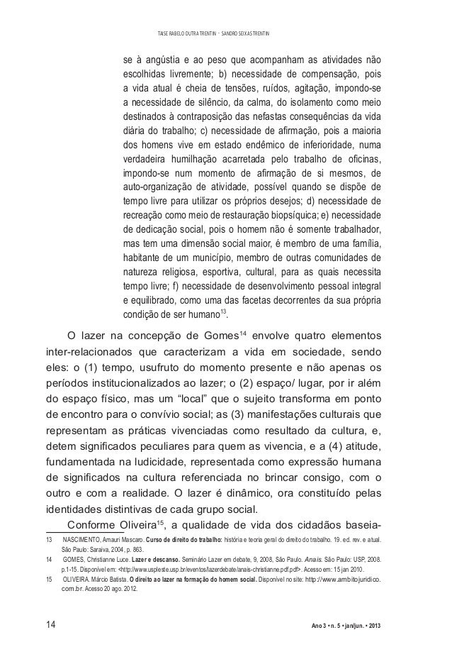 Estágio Ii Pensando Direito Direito Ao Lazer E A Desconexão Do Tr…