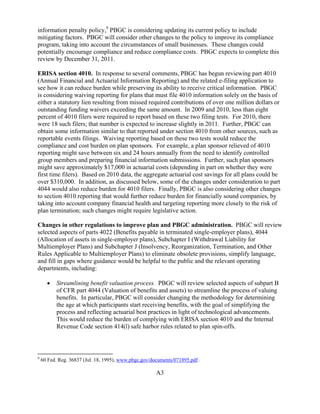 Pension Benefit Guaranty Corporation Regulatory Reform Plan August 2011 ...