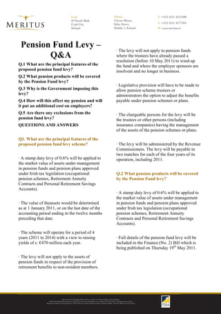 Pension Levy Newsletter 12.05.11