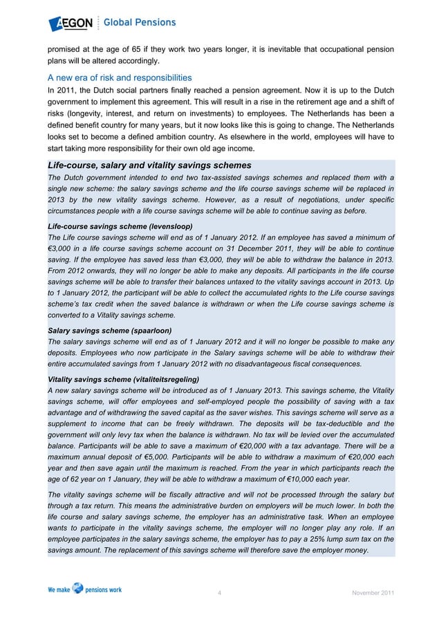 Pension Reform in the Netherlands – the Move to Defined Ambition Pensions | PDF