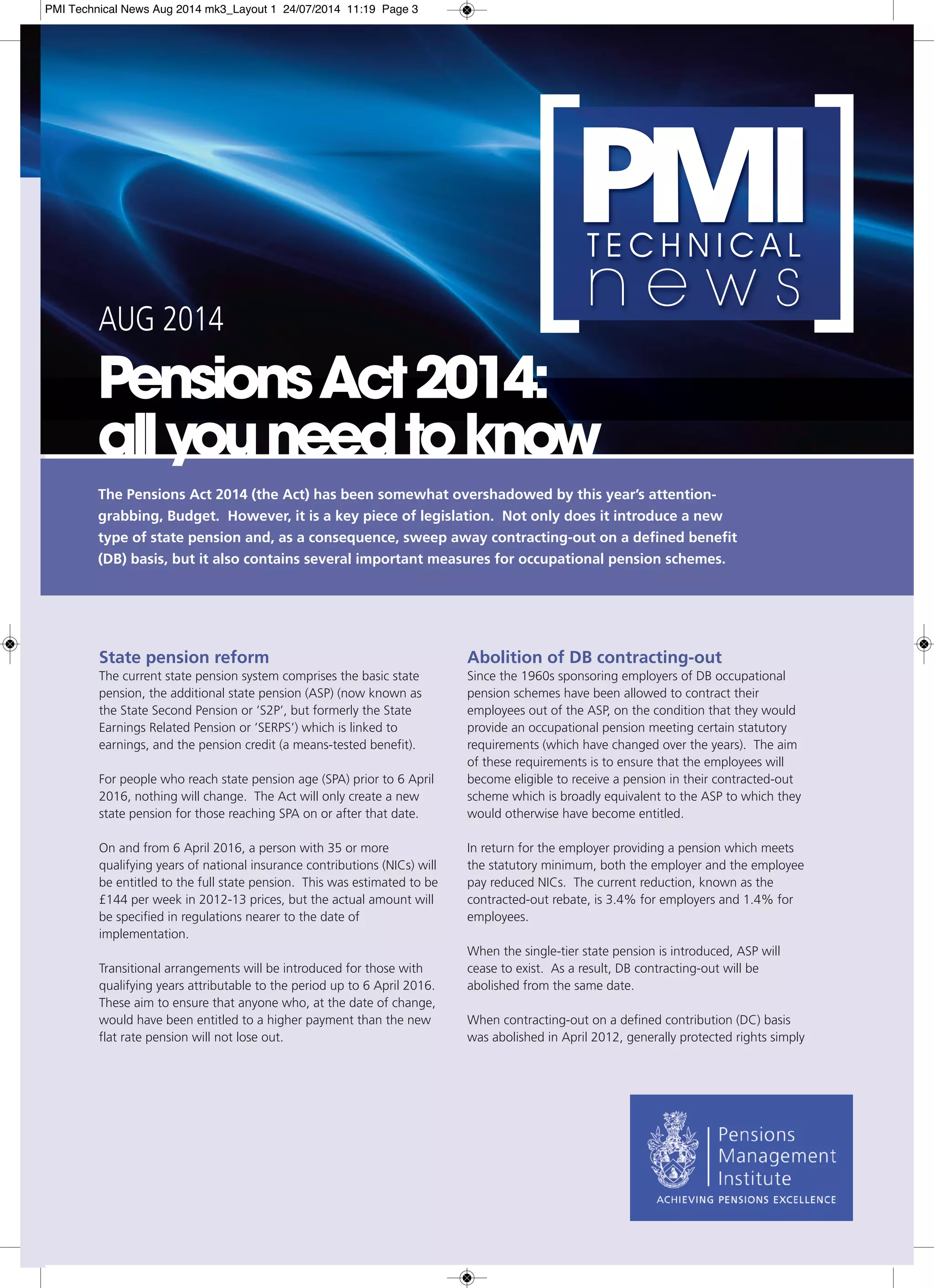Pensions Act 2014: all you need to know | PDF | Government Support and ...