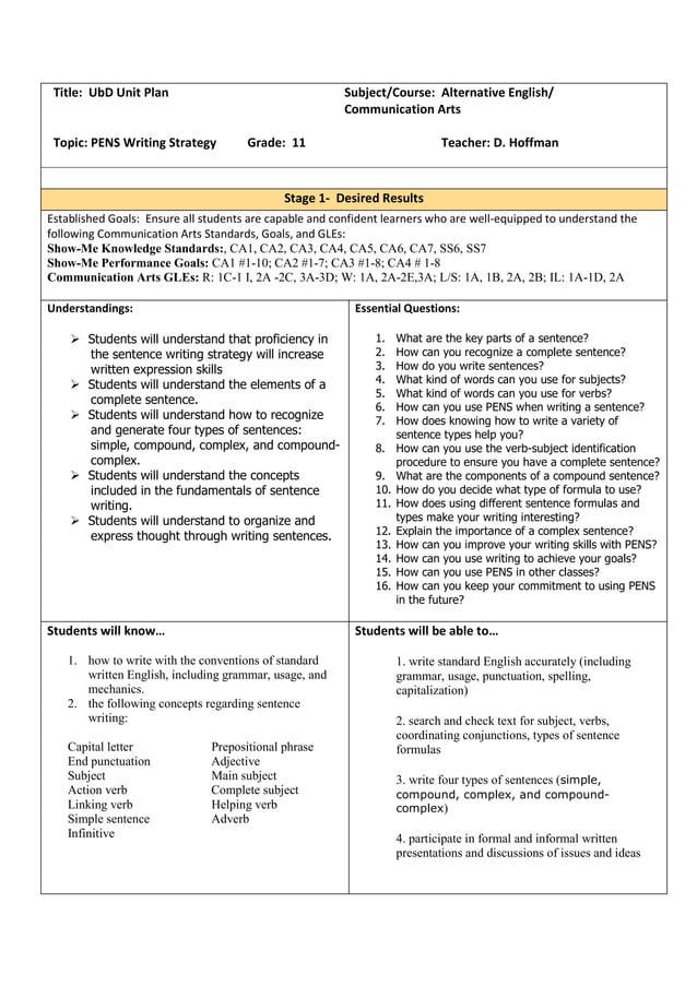 Pens lesson plan | PDF | Educational Assessment | Education