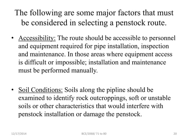 Penstocks, powerhouse and tailrace | PPTX | Geography | Science