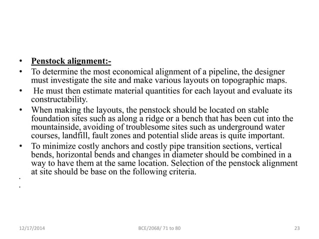 Penstocks, powerhouse and tailrace | PPTX | Geography | Science