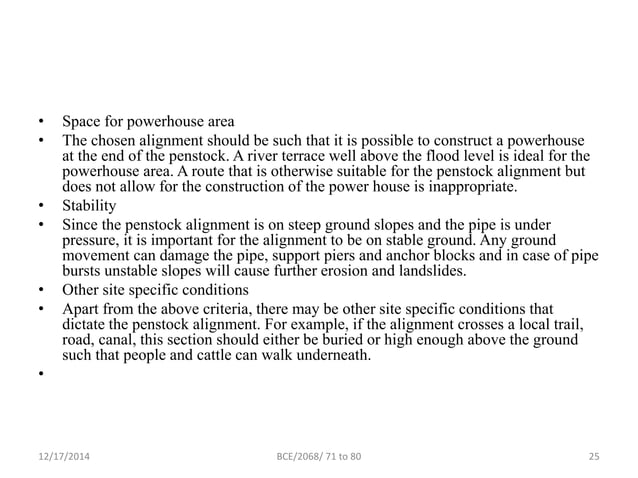 Penstocks, powerhouse and tailrace | PPTX | Geography | Science