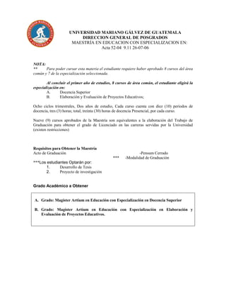 Pensum de maestría en educación (activos) | PDF