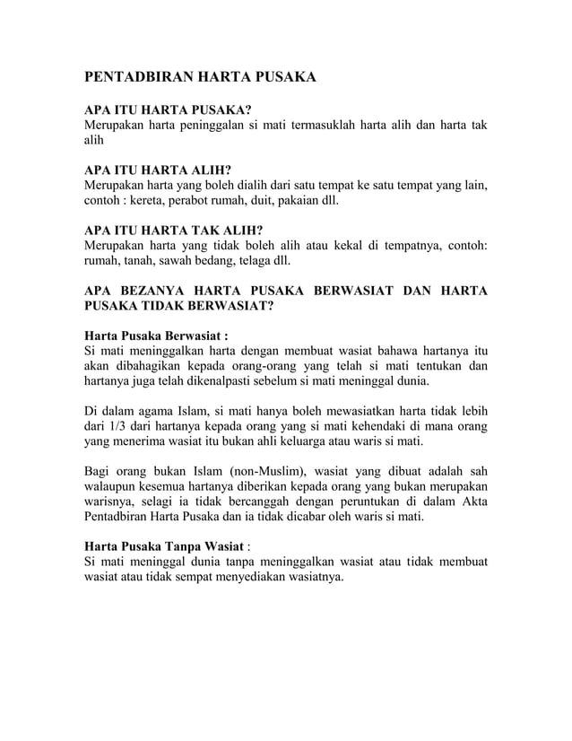 Pentadbiran harta pusaka | PDF