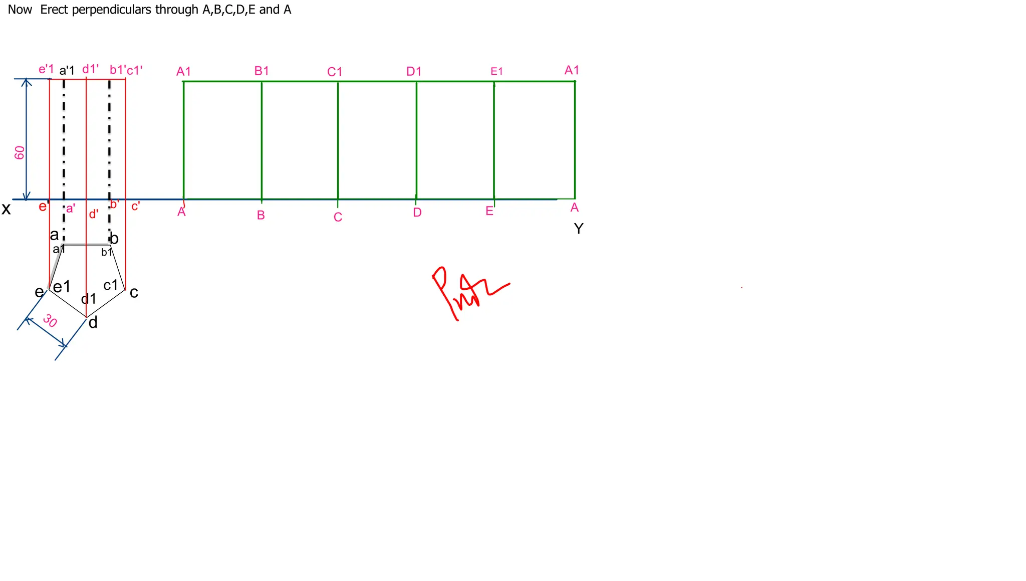 Draw the top view of the pentagonal Prism, | PDF