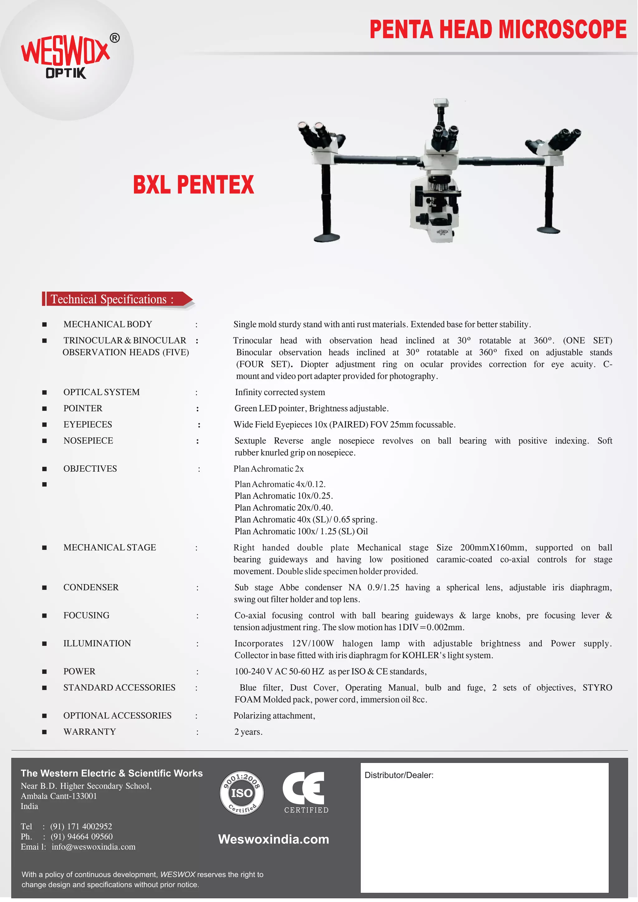 Penta head microtome bxl pentex | PDF