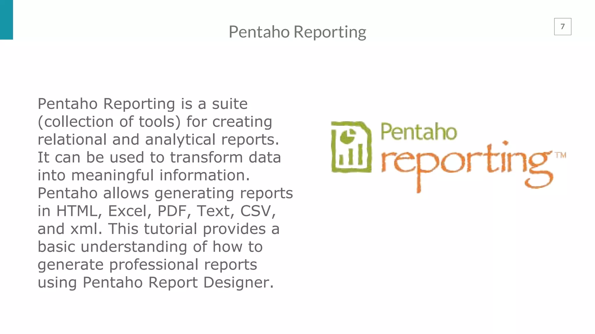 Pentaho | Data Integration & Report designer | PDF