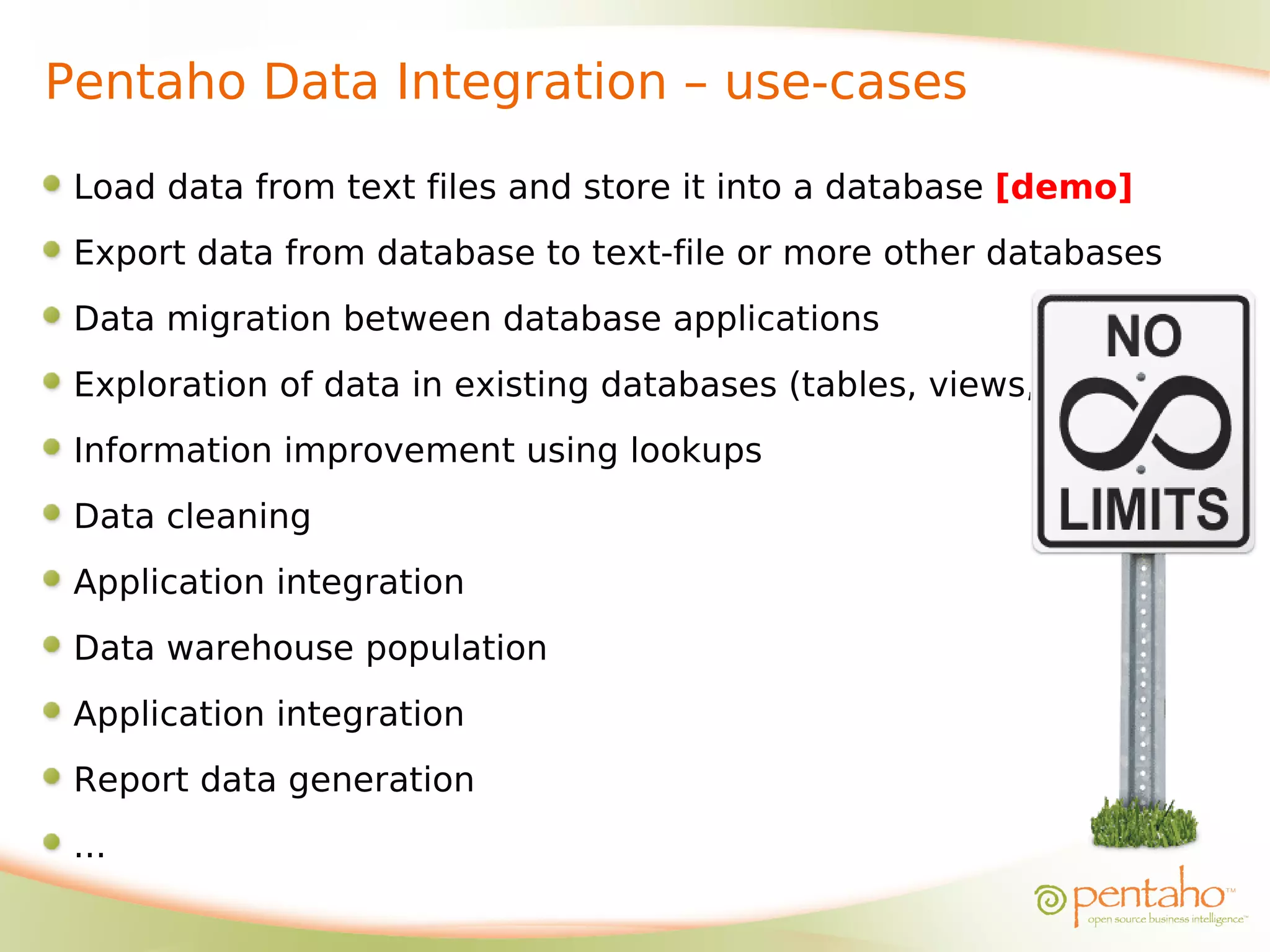 Pentaho data integration 4.0 and my sql | PPT