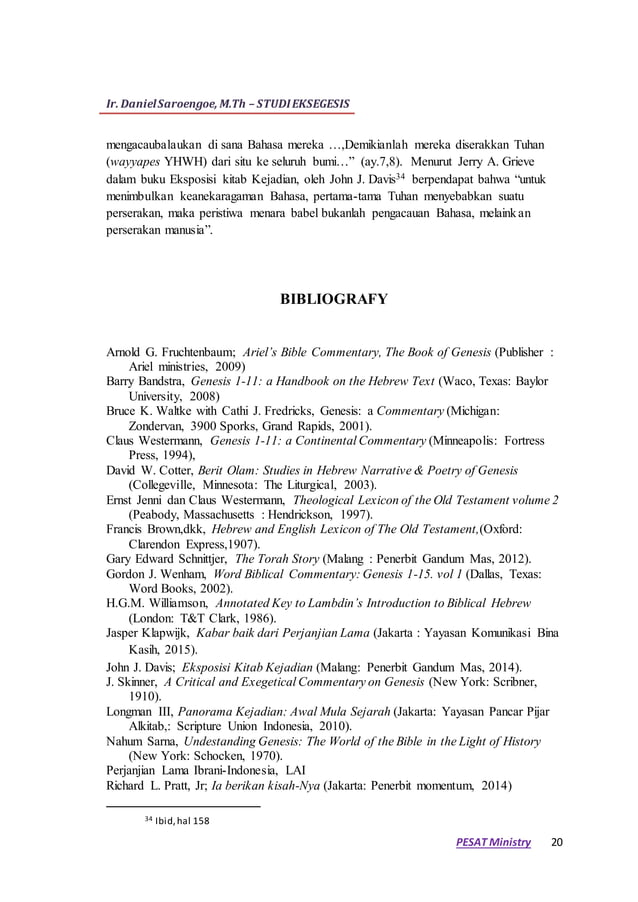 Pentateukh studi eksegesis kej. 11 1 9 | DOCX