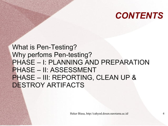 Pen test methodology | ODP | Information and Network Security | Computing