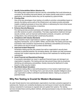 Pen Testing Services The Essential Step in Proactive Cybersecurity | PDF